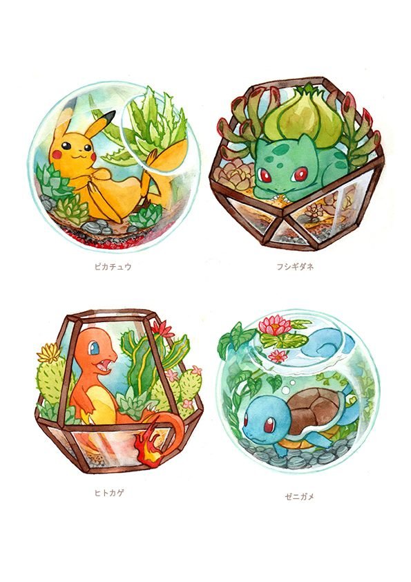 Pokémon starters print - Frozen Garden